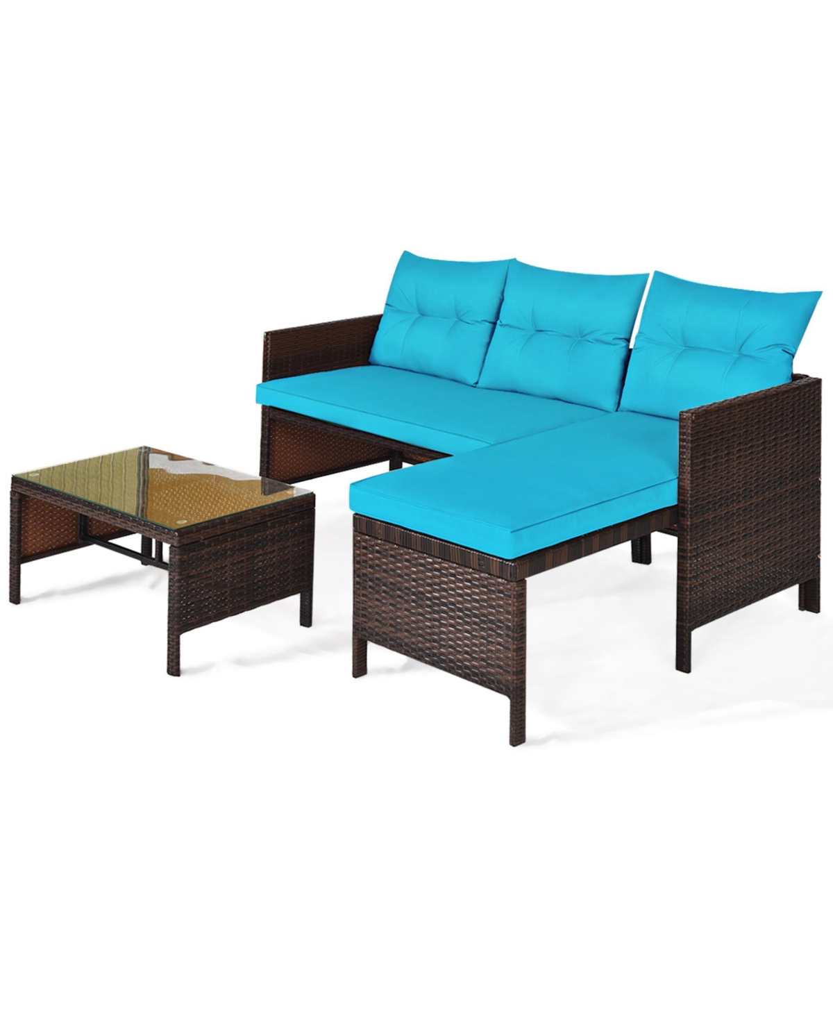 Click here for Gymax 3PCS Outdoor Rattan Furniture Set Patio Couc... prices