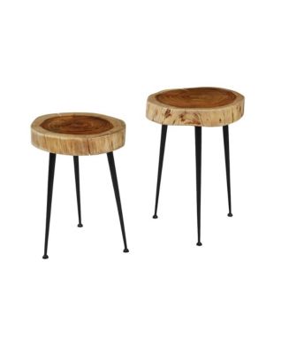 Jofran Global Archive Flat-Pack Wood and Iron Accent Tables (Set of 2 ...