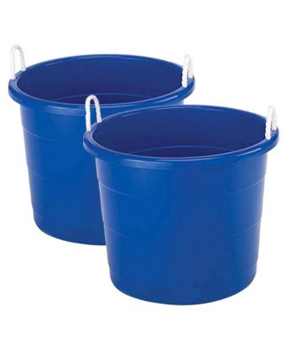 Homz 18 Gal Plastic Open Storage Round Utility Tub with Handles, Blue ...