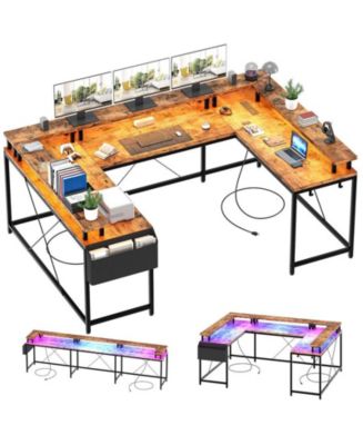 gaomon U Shaped Computer Gaming Desk with Power Outlets & USB Ports ...