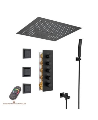 Matte Black 4-Way Shower System with LED and Music Player Shower Faucet ...