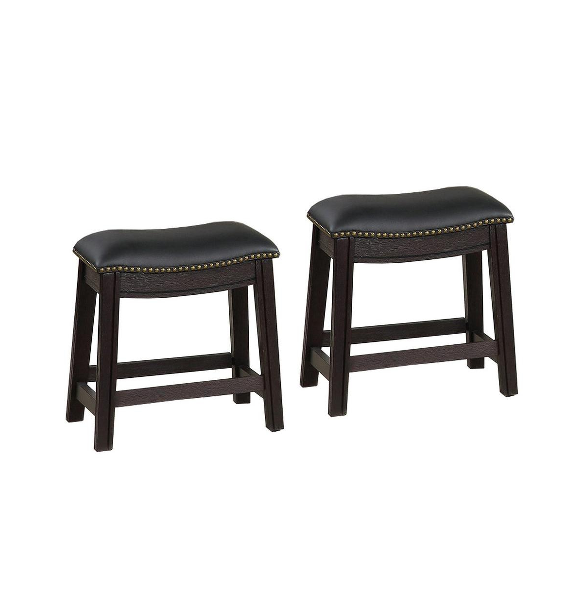 Click here for Set of 2 Curved Leatherette Stools with Nailhead T... prices
