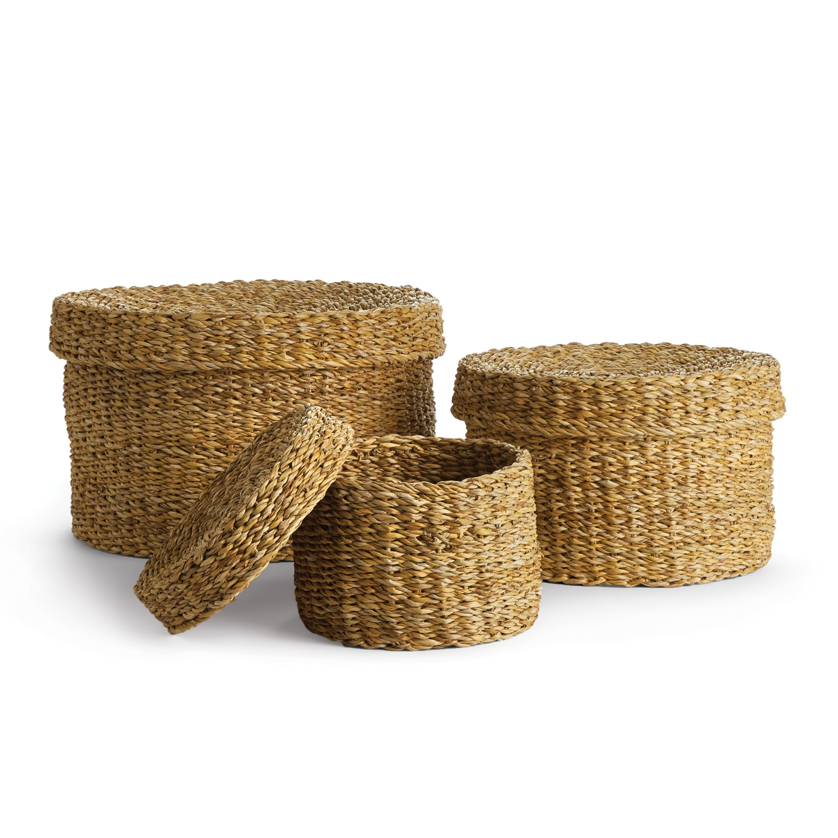 Click here for Seagrass Round Lidded Baskets Set of 3 - Natural prices