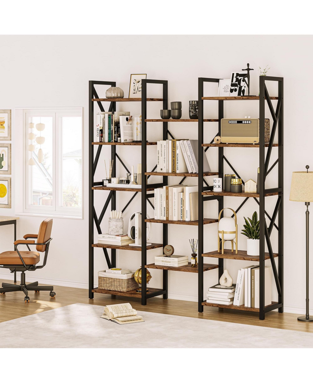 Click here for gaomon 5 Tier Bookcase  Triple Wide Book Shelf for... prices