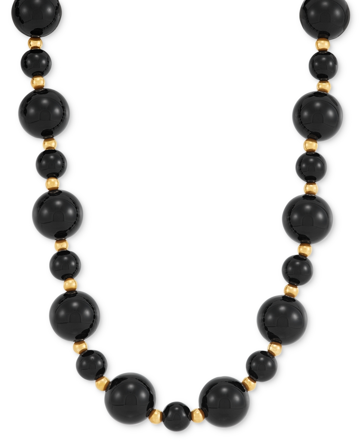 Click here for Onyx Beaded Necklace (6mm & 10mm) in 14k Gold Over... prices