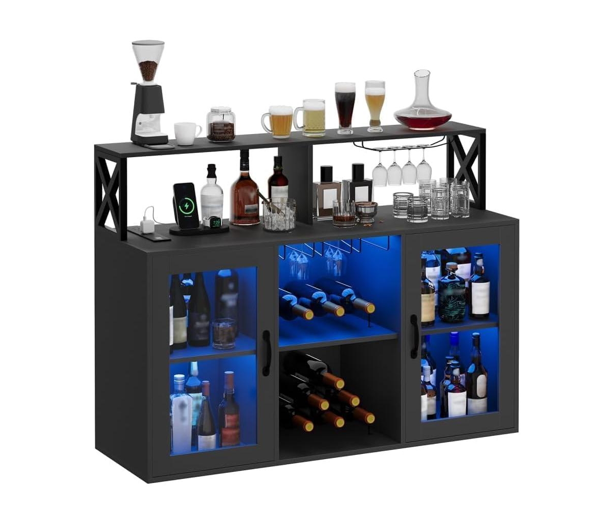 Click here for gaomon Farmhouse Wine Bar Cabinet with Led Light T... prices