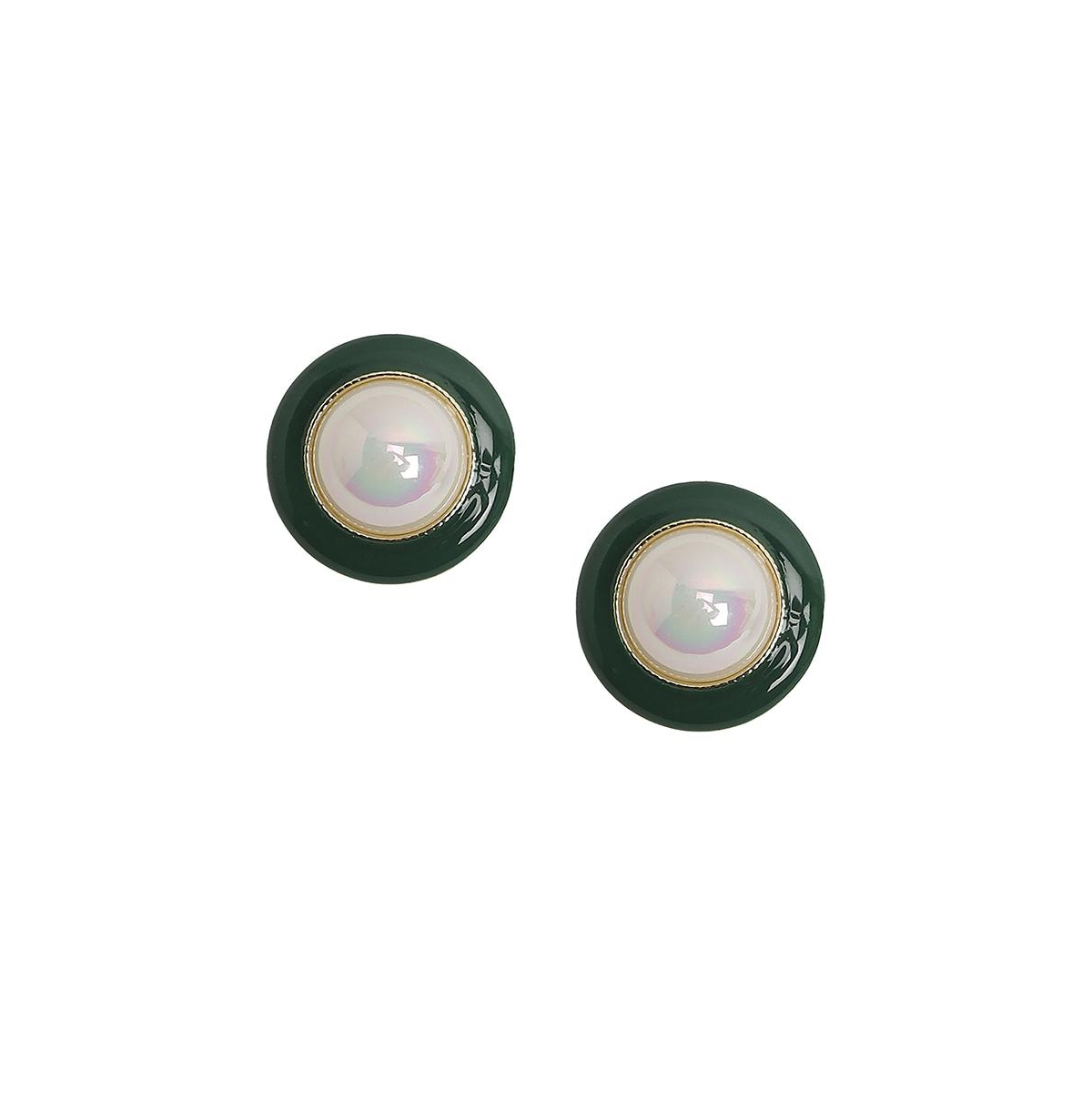 Click here for Enamel Pearl Stud Earrings - Green prices