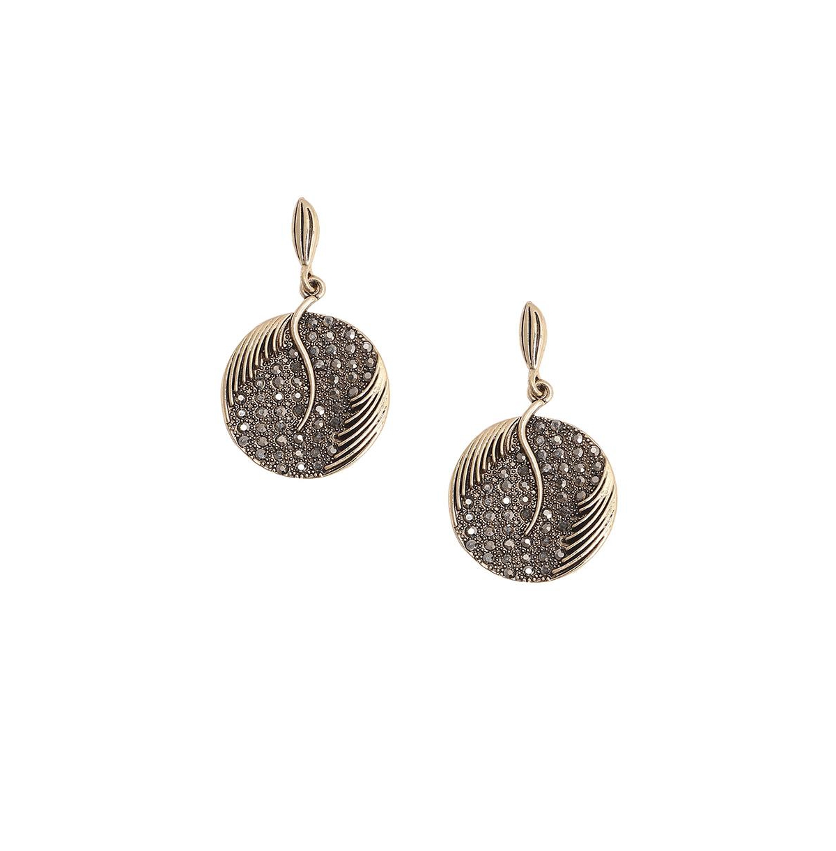 Click here for Circular Textured Drop Earrings - Silver prices