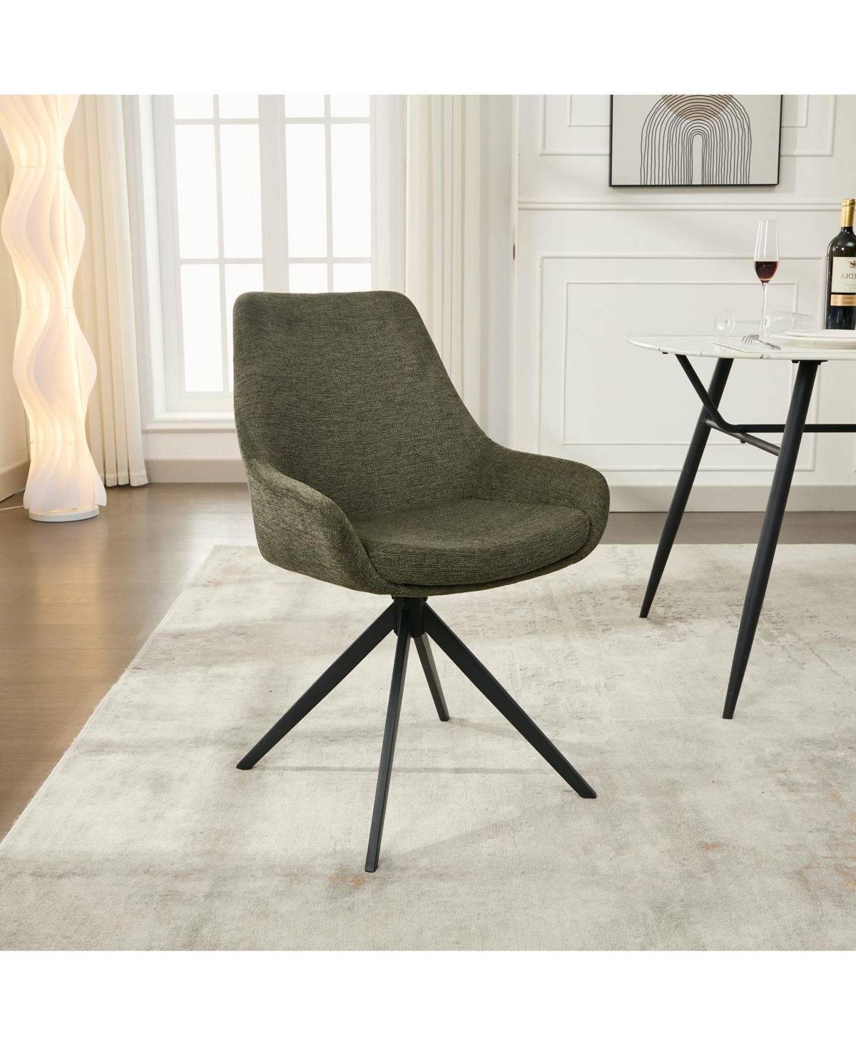 Click here for Dyhome Linen Upholstered Swivel Side Chair  Mid Ce... prices