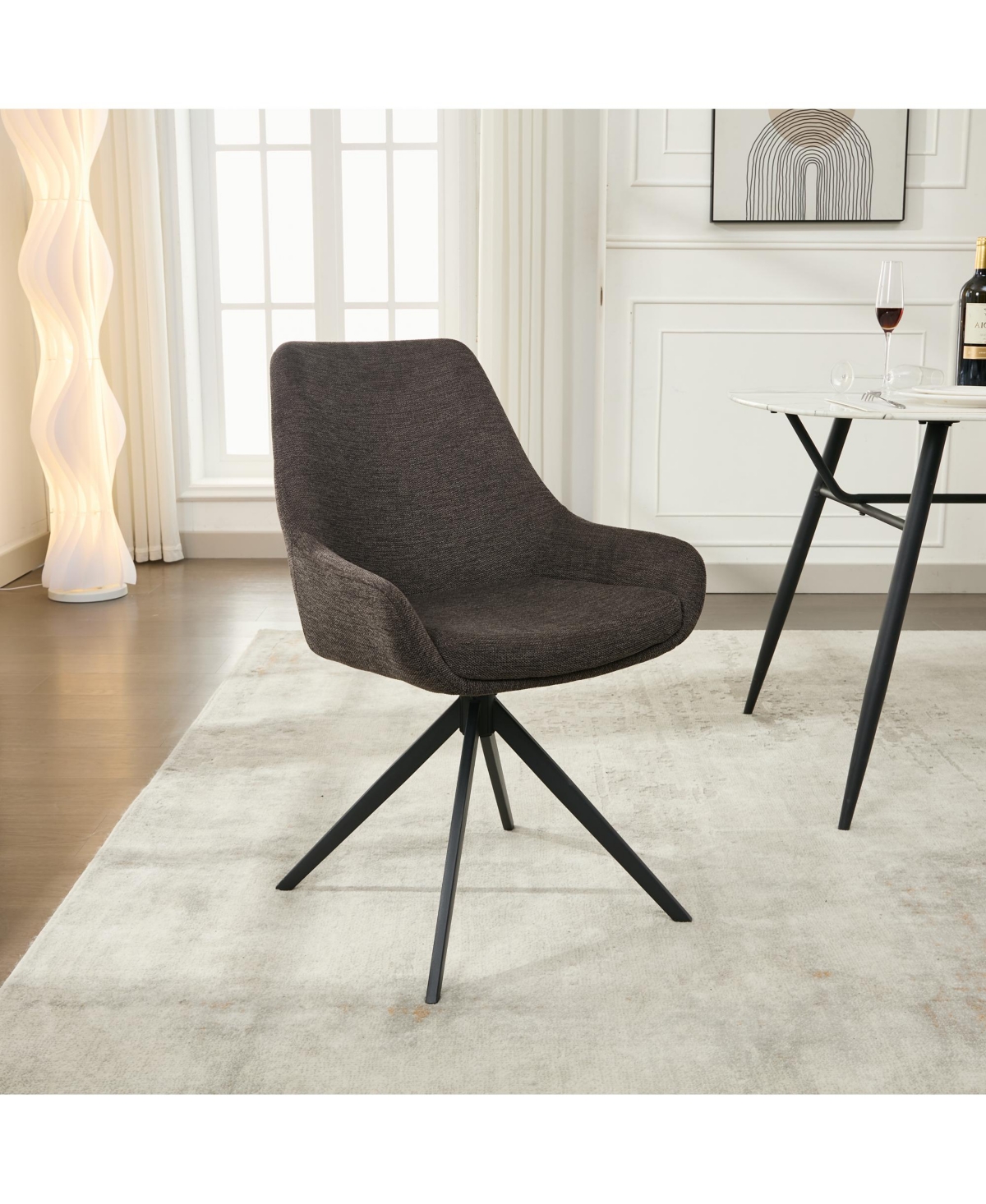 Click here for Dyhome Linen Upholstered Swivel Side Chair  Mid Ce... prices