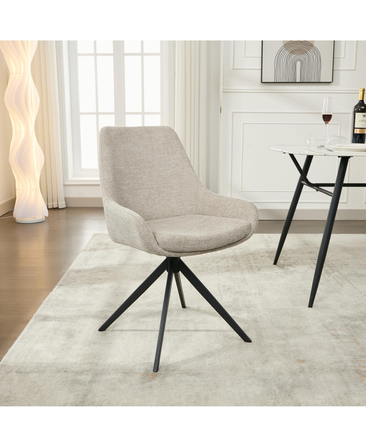 Click here for Dyhome Linen Upholstered Swivel Side Chair  Mid Ce... prices