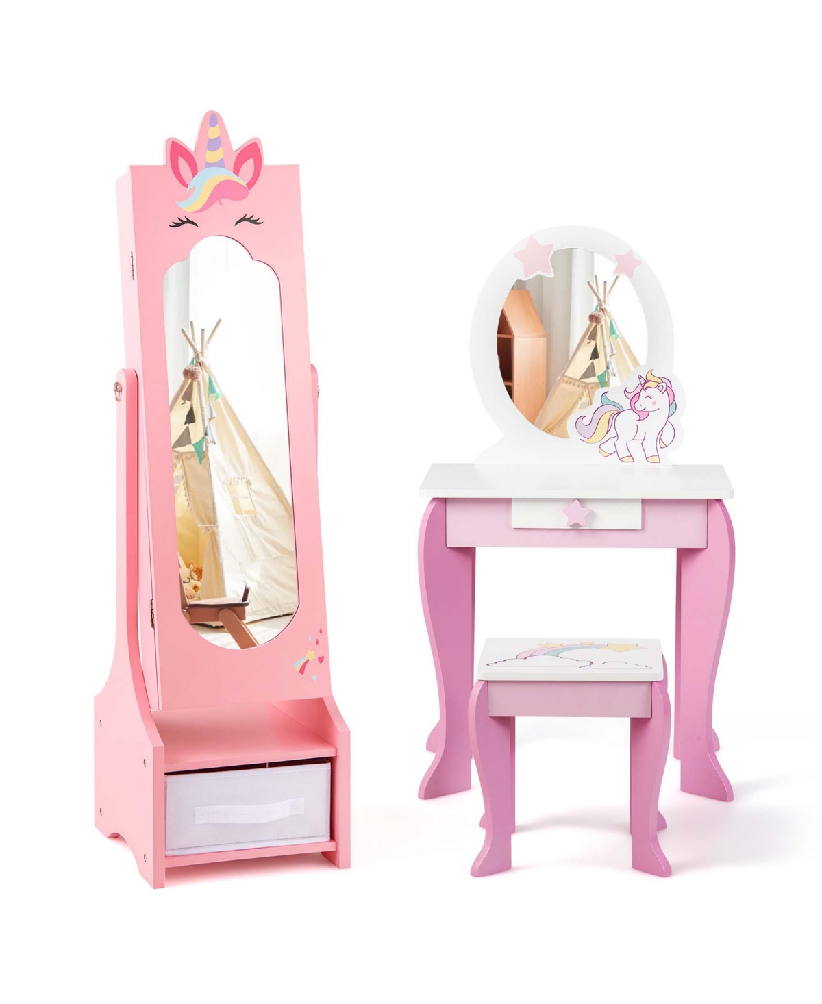 Click here for Costway Kids Vanity Set Princess Makeup Dressing T... prices