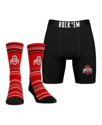 Rock 'Em Men's Ohio State Buckeyes Primary Crew Socks Boxer Briefs ...