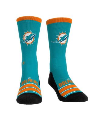 Rock 'Em Men's and Women's Miami Dolphins Gametime Stripe Crew Socks ...
