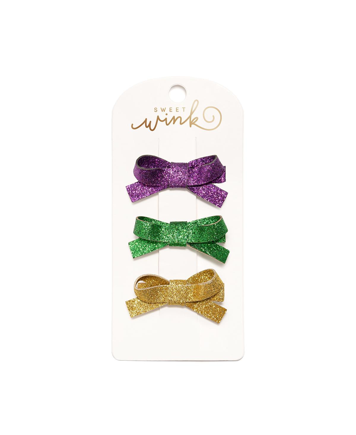 Click here for Child Girl Mardi Gras Bow Clip Set - Multicolor prices