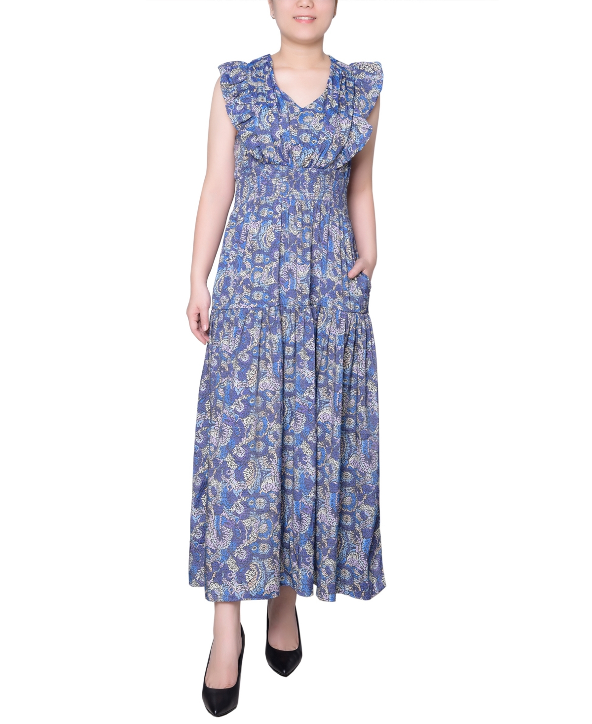 Click here for Ny Collection Petite Flutter Sleeve Midi Dress - B... prices