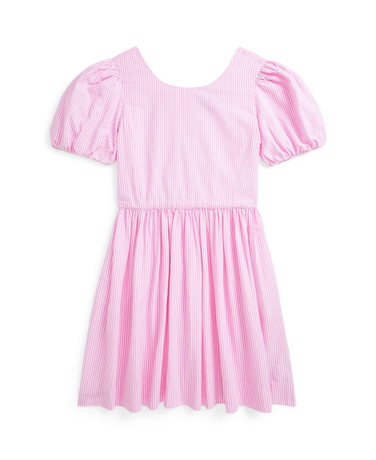 Polo Ralph Lauren Big Girls Striped Cotton Seersucker Dress - Laguna pink  white
