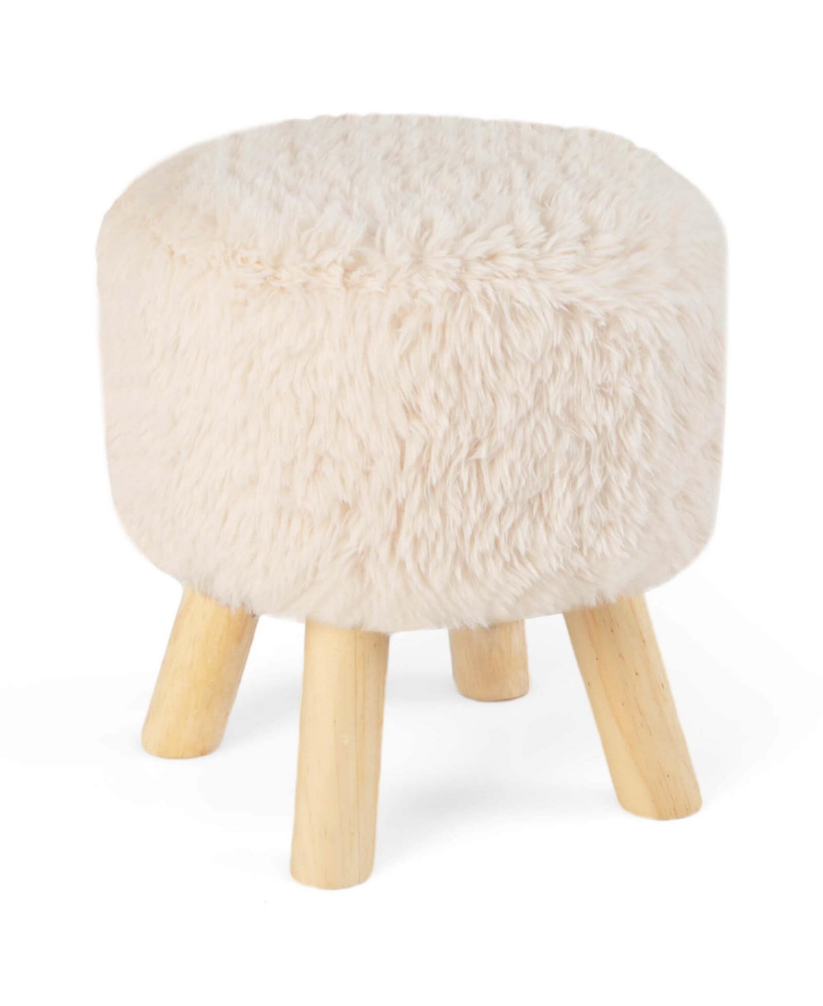 Click here for Round Footstool Ottoman Faux Fur Upholstered Footr... prices
