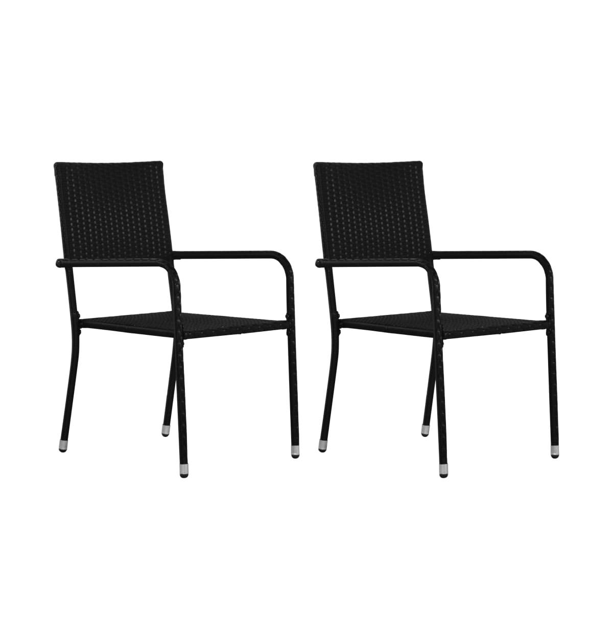 Click here for Patio Dining Chairs 2 pcs Stackable Black Poly Rat... prices