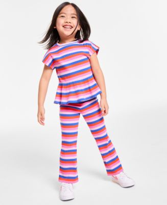 Epic Threads Toddler Girl 2-Pc. Stripe Ribbed-Knit Top & Flared Pants ...