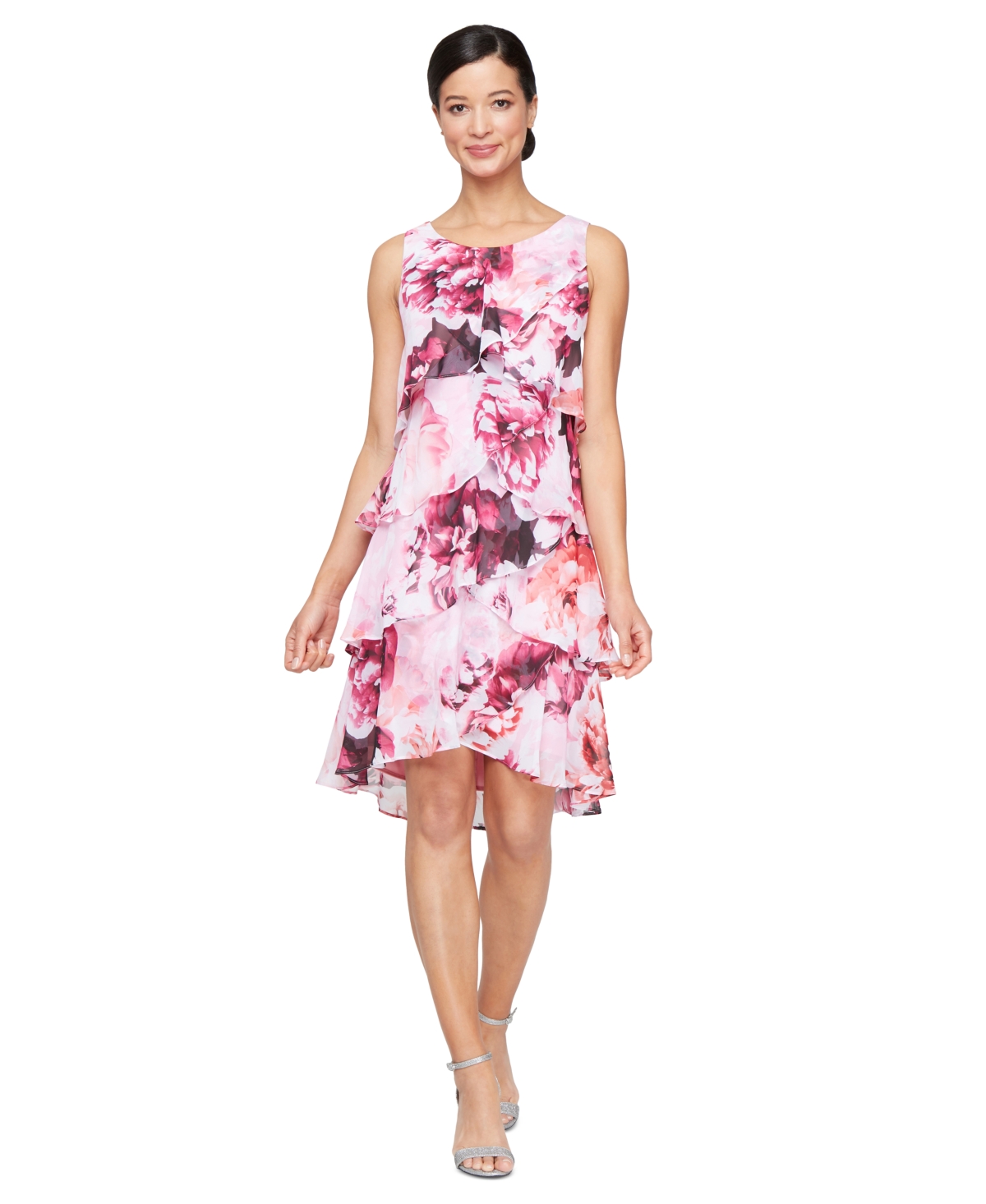 Click here for Sl Fashions Womens Floral-Print Tiered A-Line Dres... prices