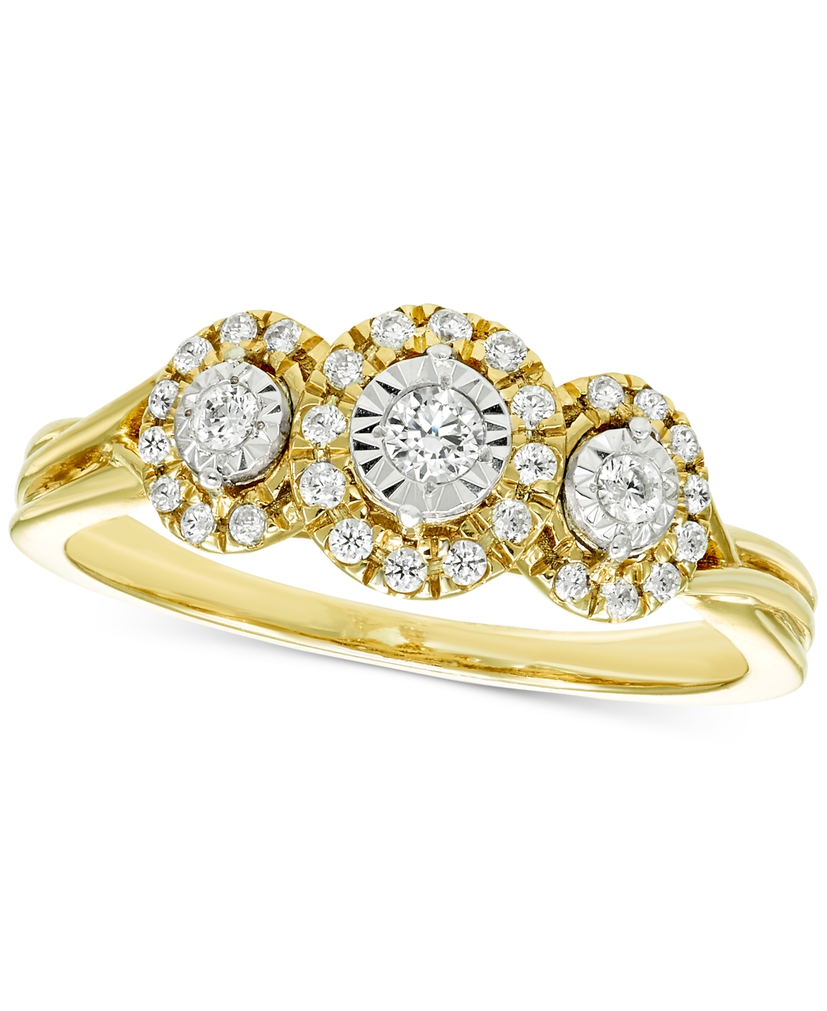 Click here for Diamond 3-Stone Halo Engagement Ring (1/4 ct. t.w.... prices