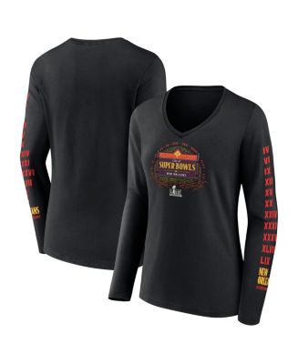 Fanatics Women's Black Super Bowl LIX Marble Wordmark V-Neck Long ...