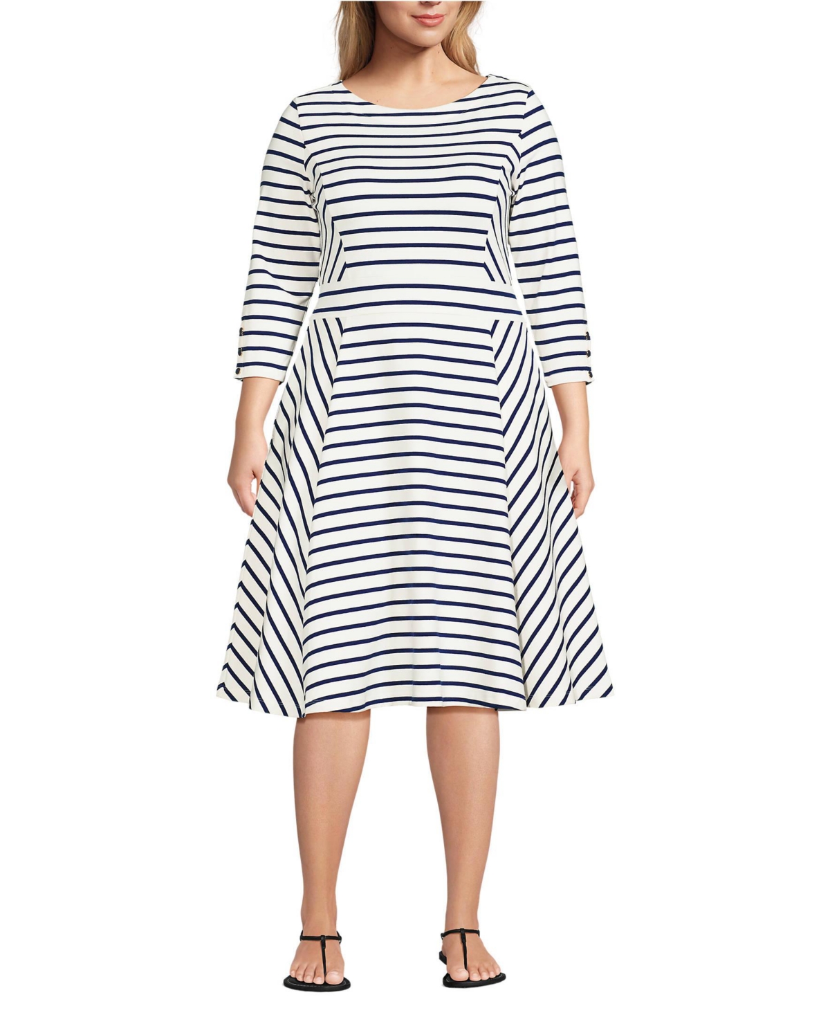 Click here for Lands End Plus Size Starfish 3/4 Sleeve Dress - Iv... prices