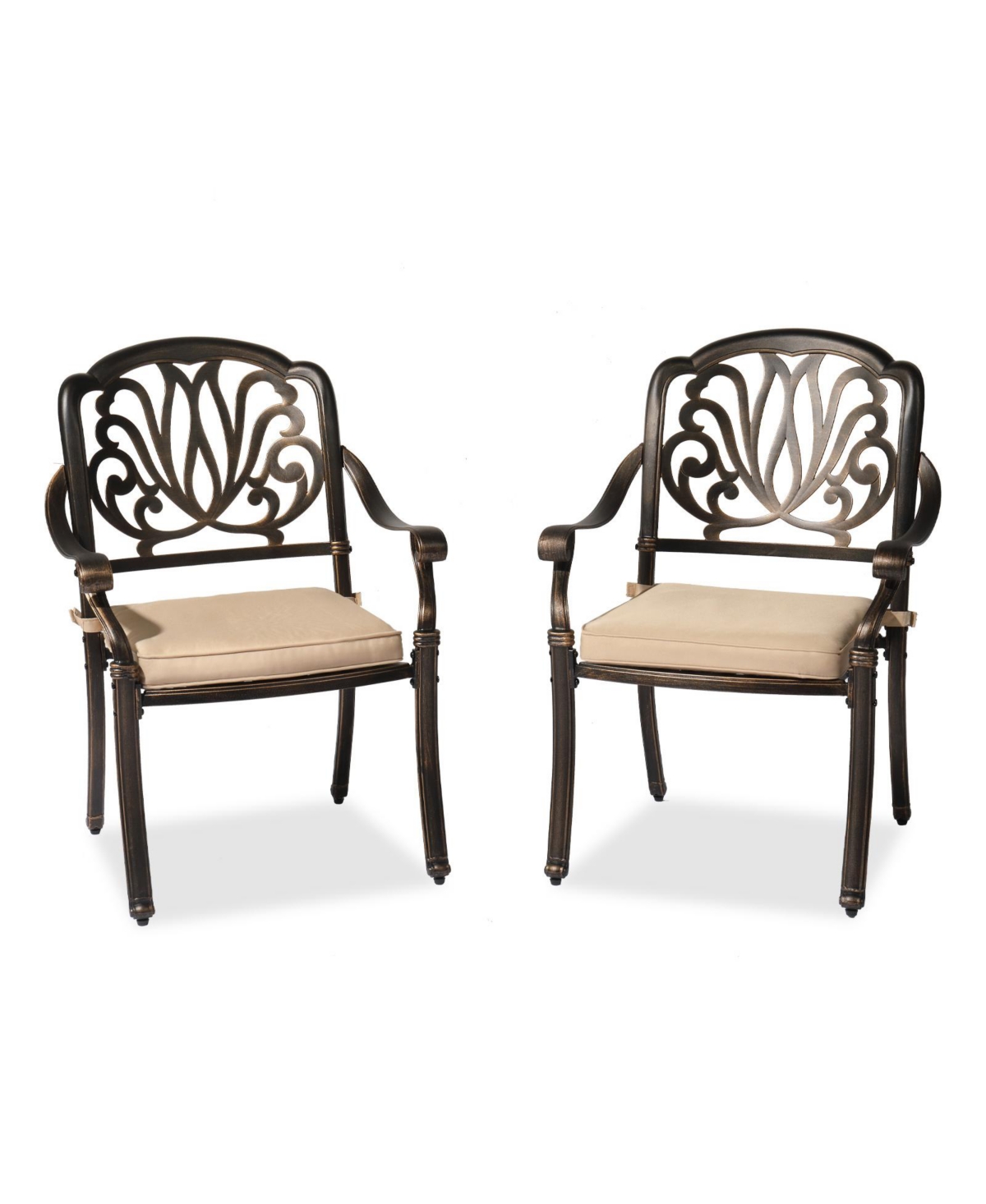 Click here for Set of 2 Cast Aluminum Patio Dining Chairs with Cu... prices