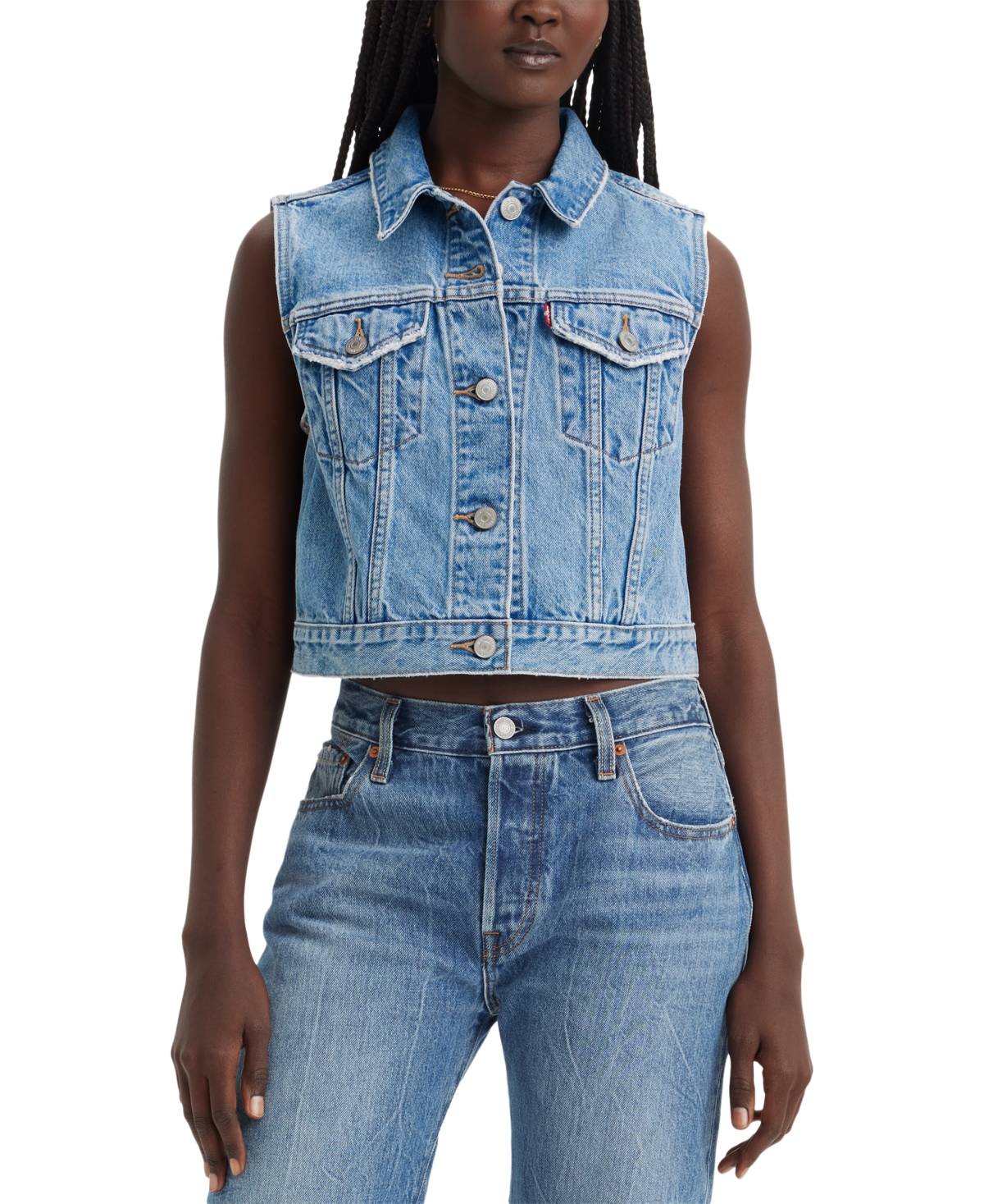 Click here for Levis Womens Denim Trucker Vest - I Will prices