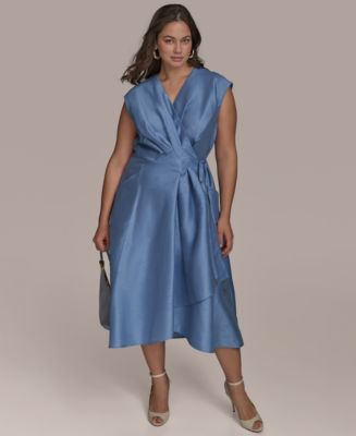 Donna Karan New York Women's Plus Size Shantung A-Line Dress - Macy's