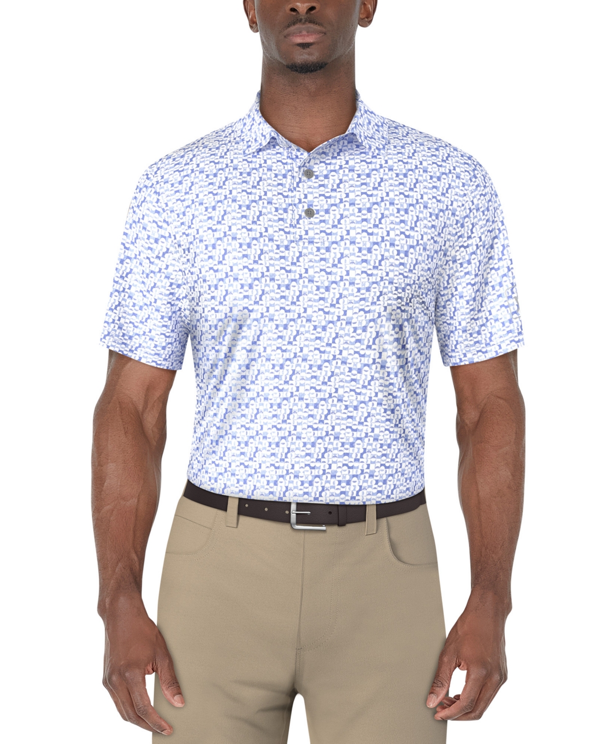 Click here for Pga Tour Mens Classic-Fit Geo-Print Golf Polo Shir... prices