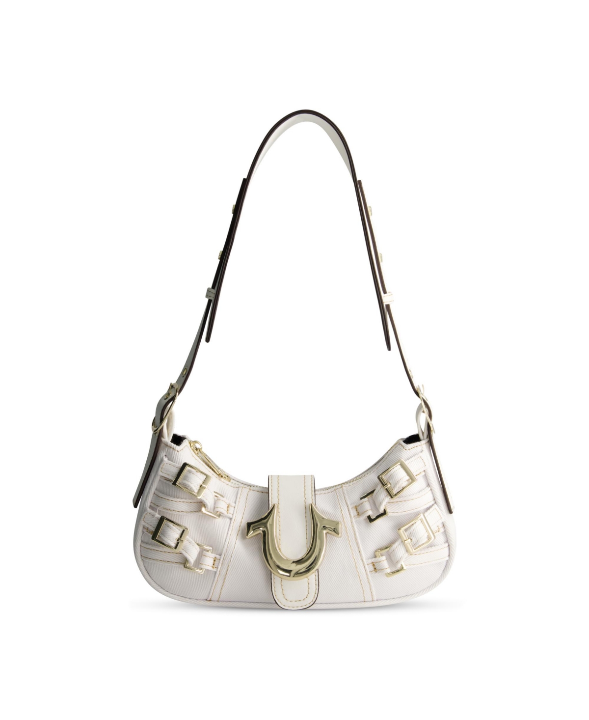 Click here for True Religion Multi Strap Denim Shoulder Bag - Whi... prices