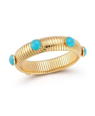 Rachel Zoe Gold Plated Bold Tubogas Bangle Bracelet with Synthetic Turquoise - Macy's