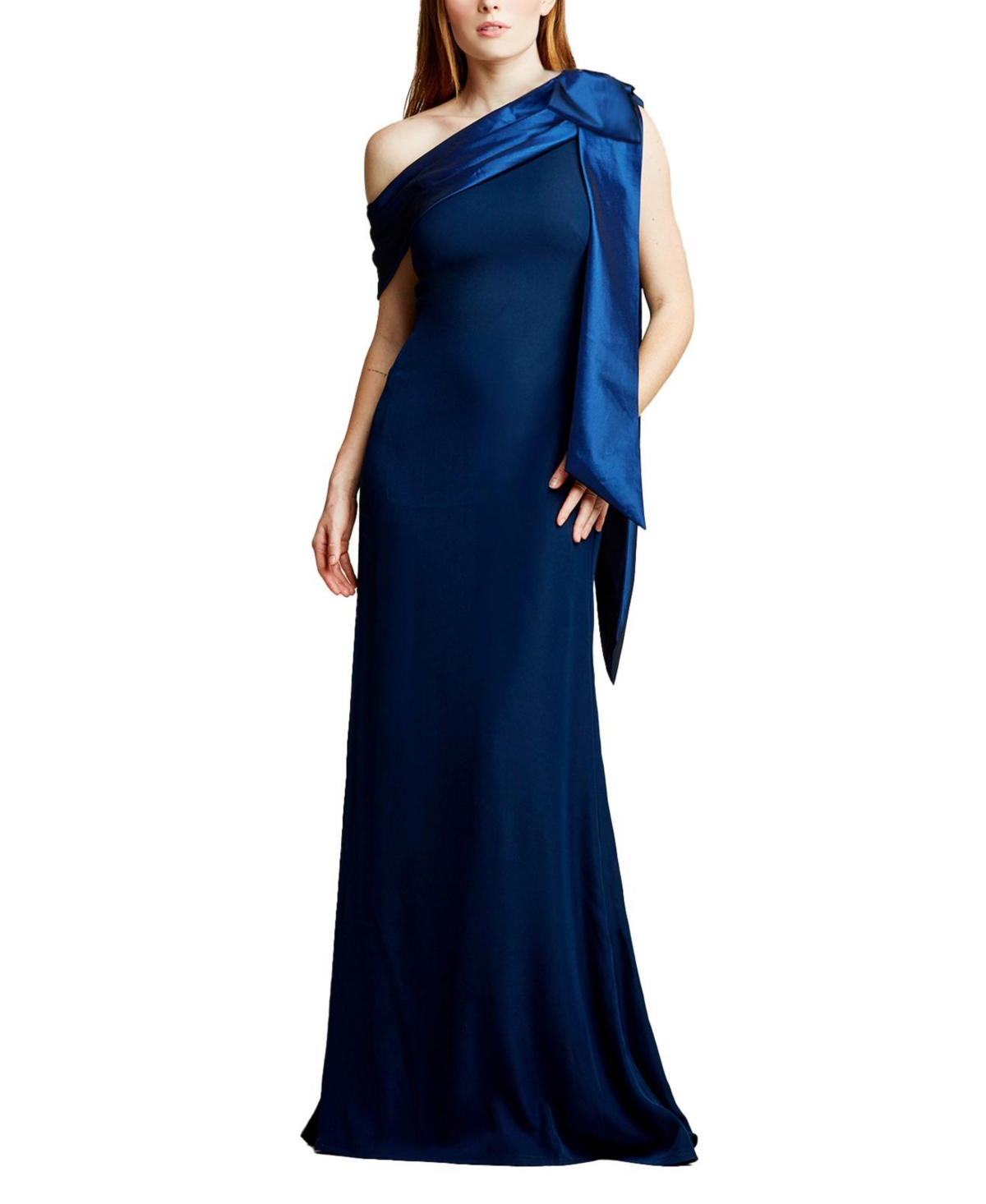 Click here for Tadashi Shoji Womens Emir Bow-Shoulder Crepe Gown... prices