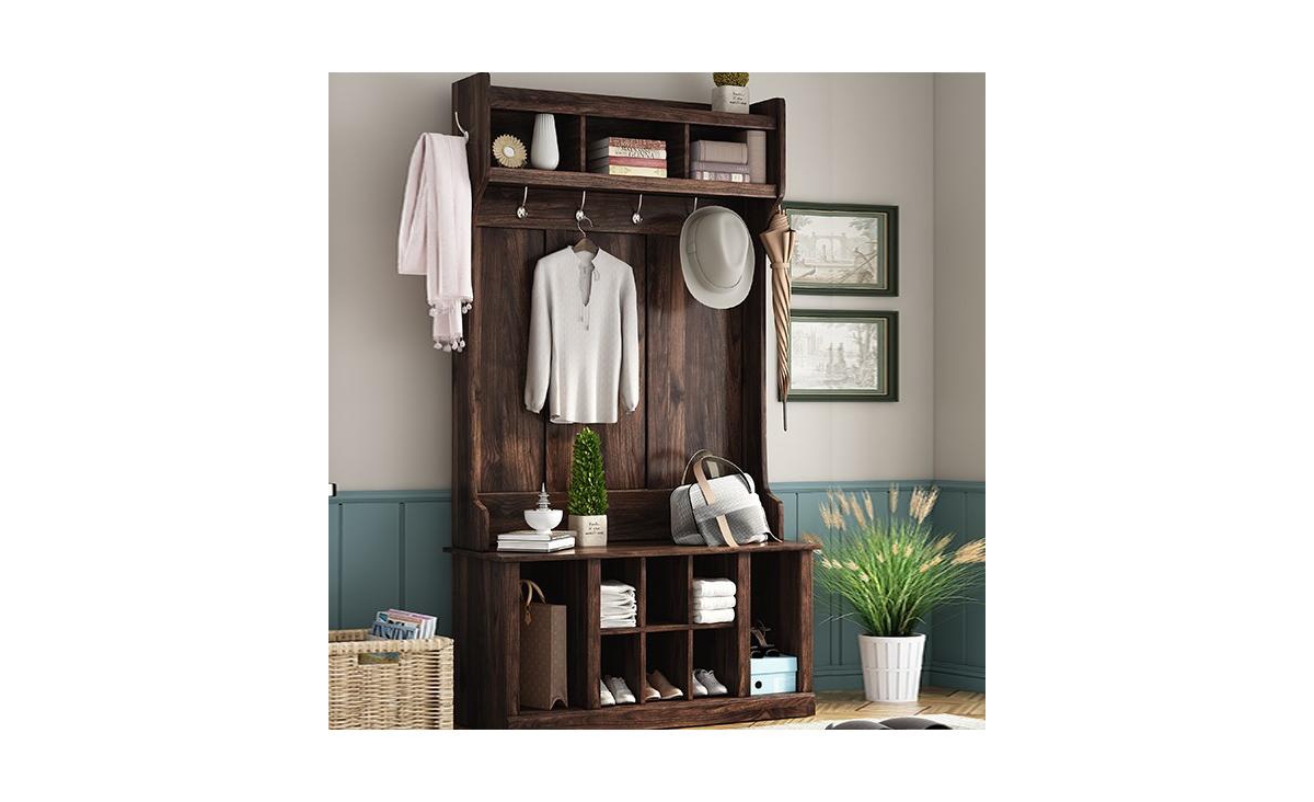 Click here for 70.80Hall Tree with 6 Hooks   Coat Hanger  Entrywa... prices