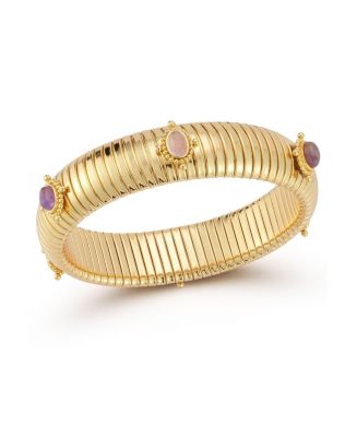 Rachel Zoe Gold Plated Bold Tubogas Bangle Bracelet with Faux Gemstones - Macy's