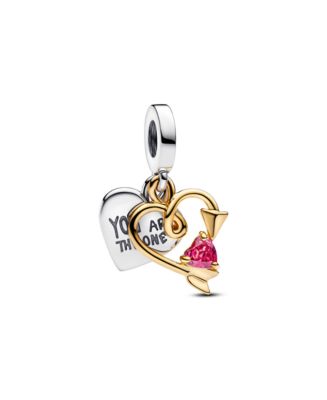 Pandora Engravable Heart and Arrow Double Dangle Charms - Macy's