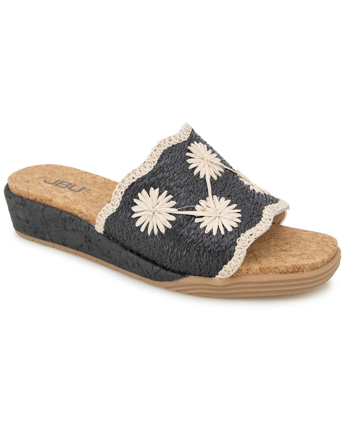 Click here for Jbu Womens Winnie Casual Wedge Sandal - Black/Whit... prices