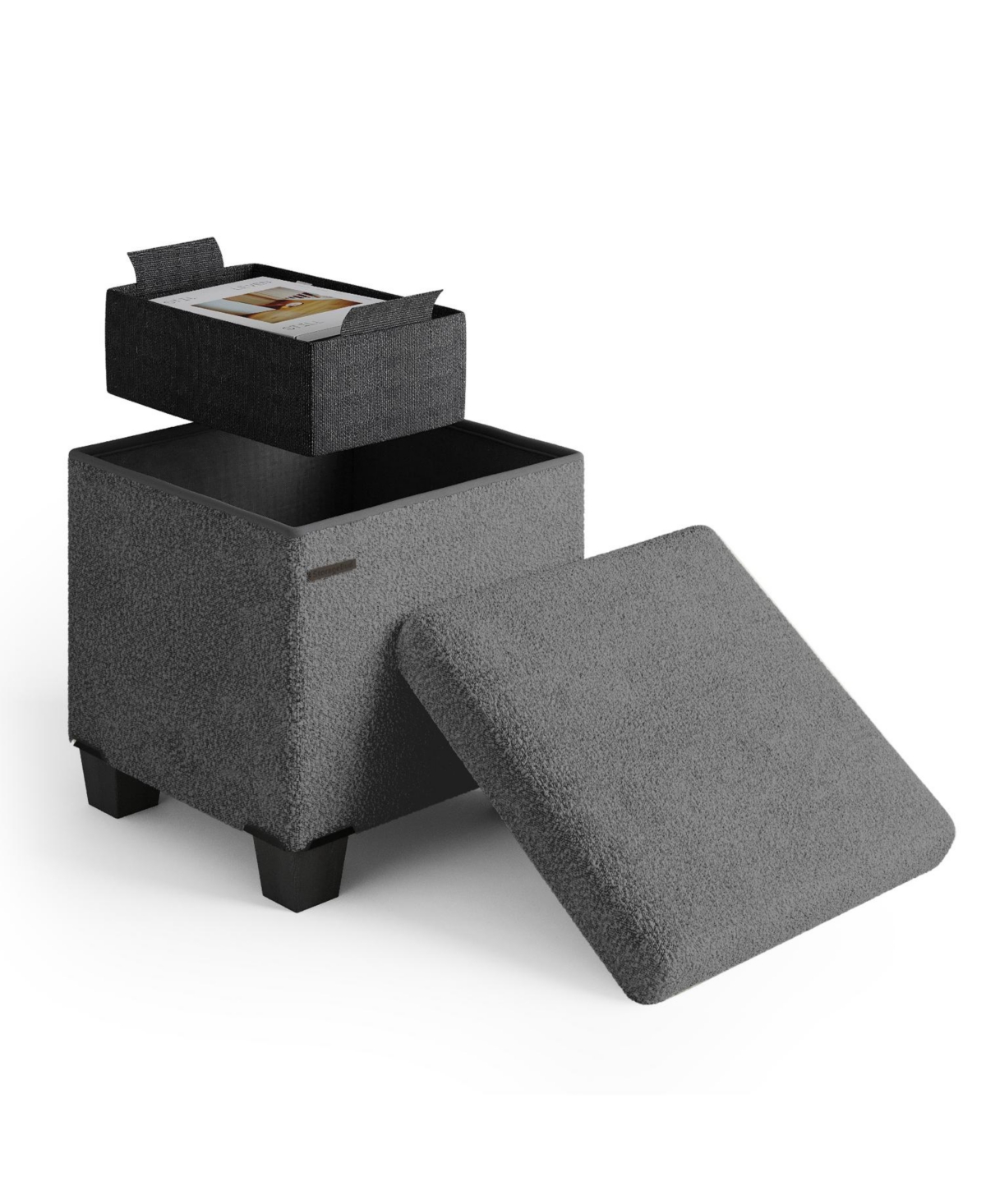 Click here for Rectangular Boucle Ottoman Storage Bench –... prices