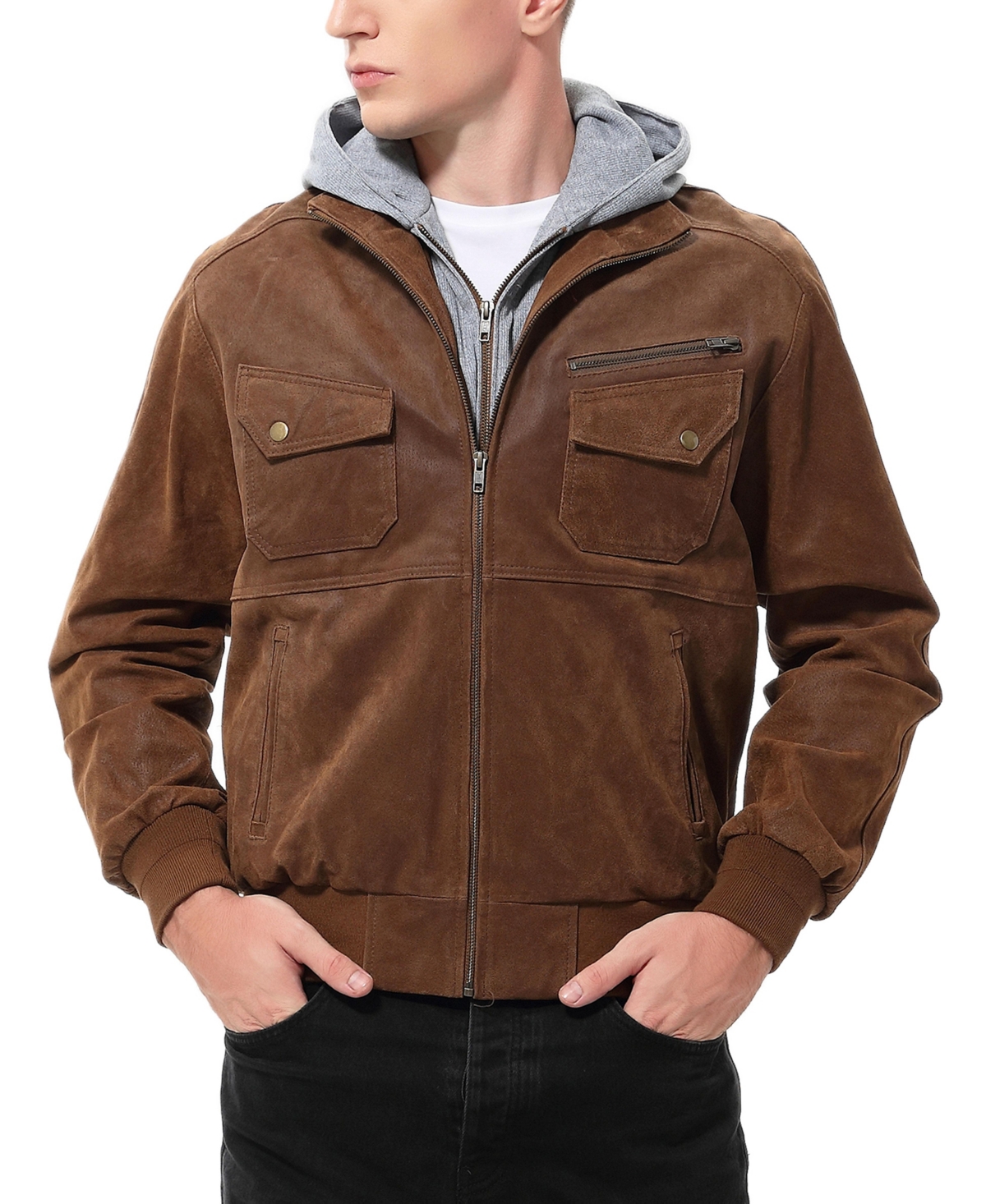 Click here for Bgsd Men Civic Distressed Leather Bomber Jacket -... prices