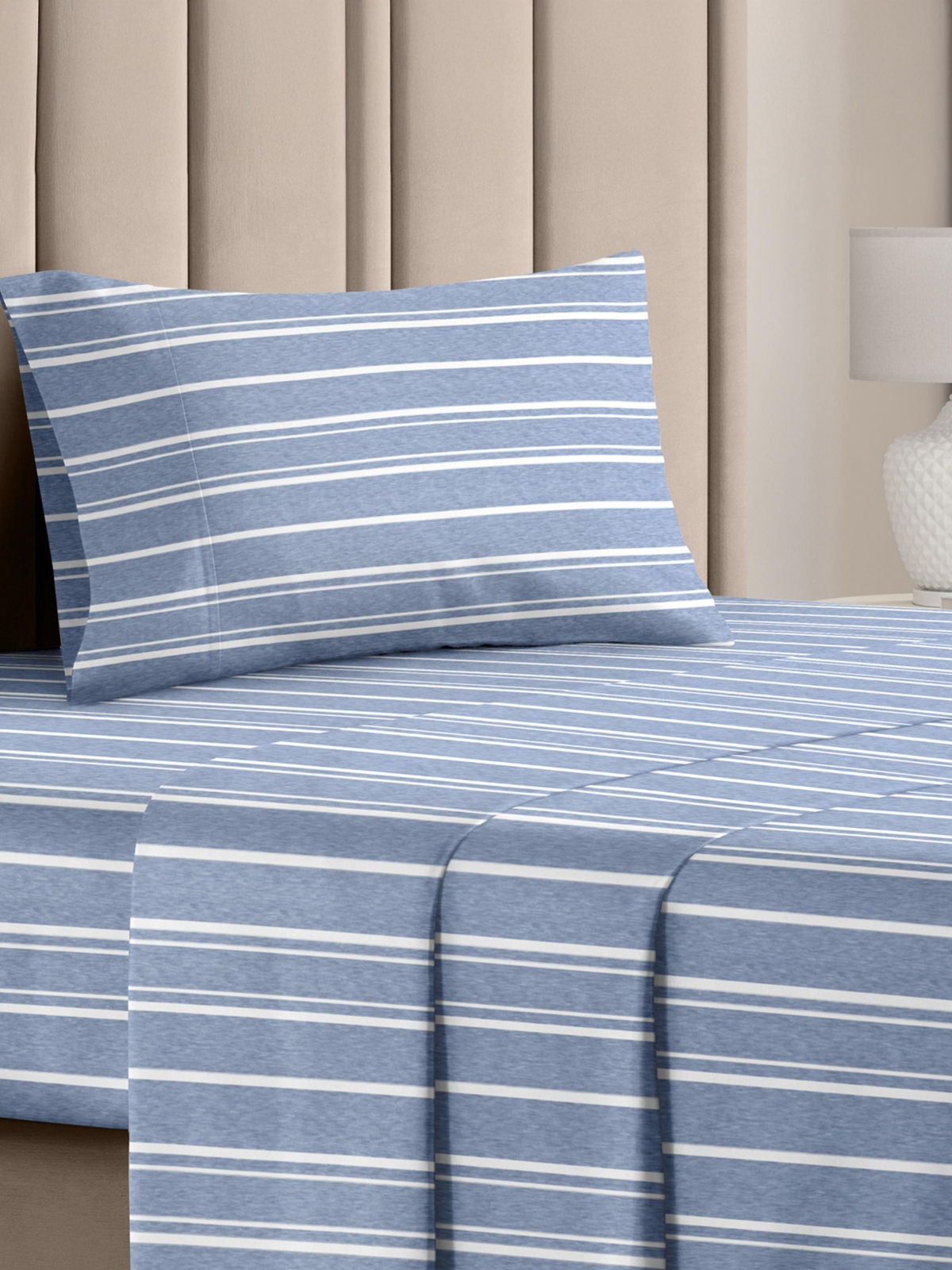 Click here for 3 Piece Microfiber Sheet Set - Twin - Blue stripe... prices