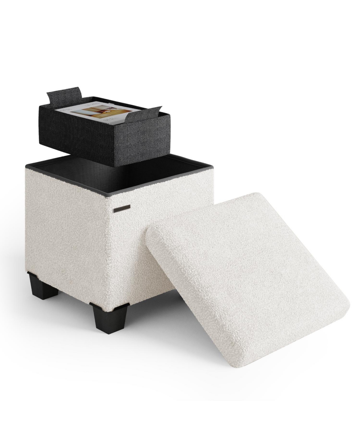 Click here for Rectangular Boucle Ottoman Storage Bench –... prices