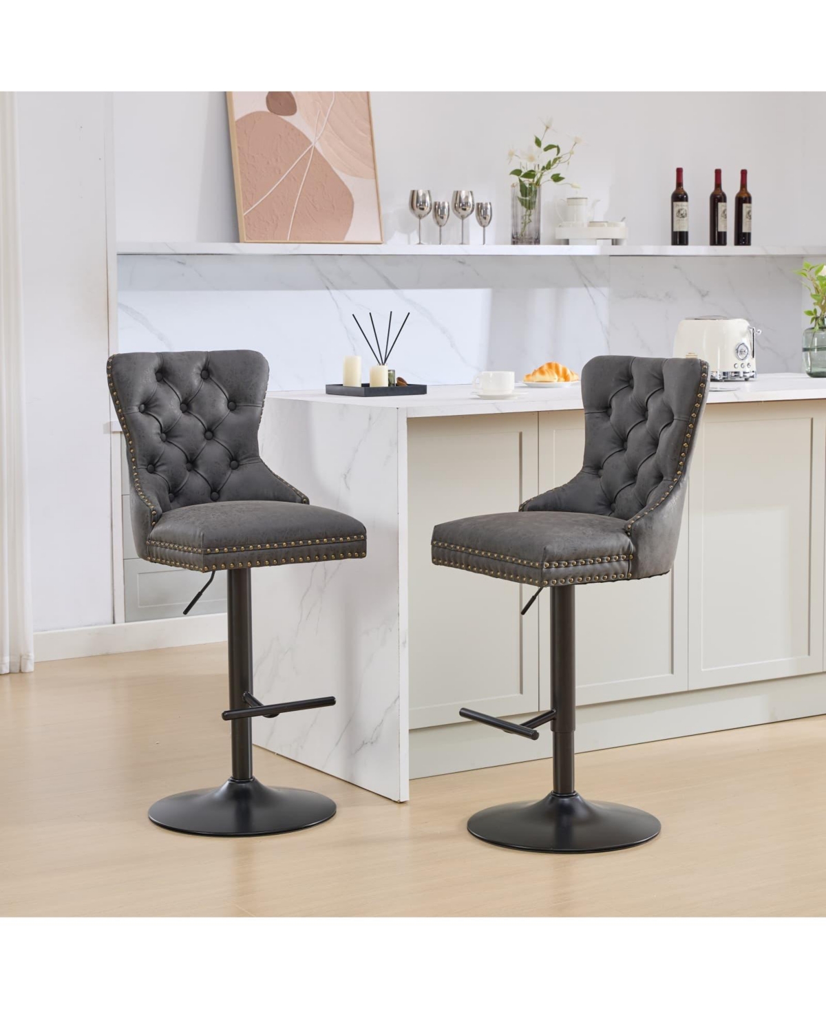 Click here for Set of 2 Adjustable Swivel Bar Stools  Modern Bar... prices