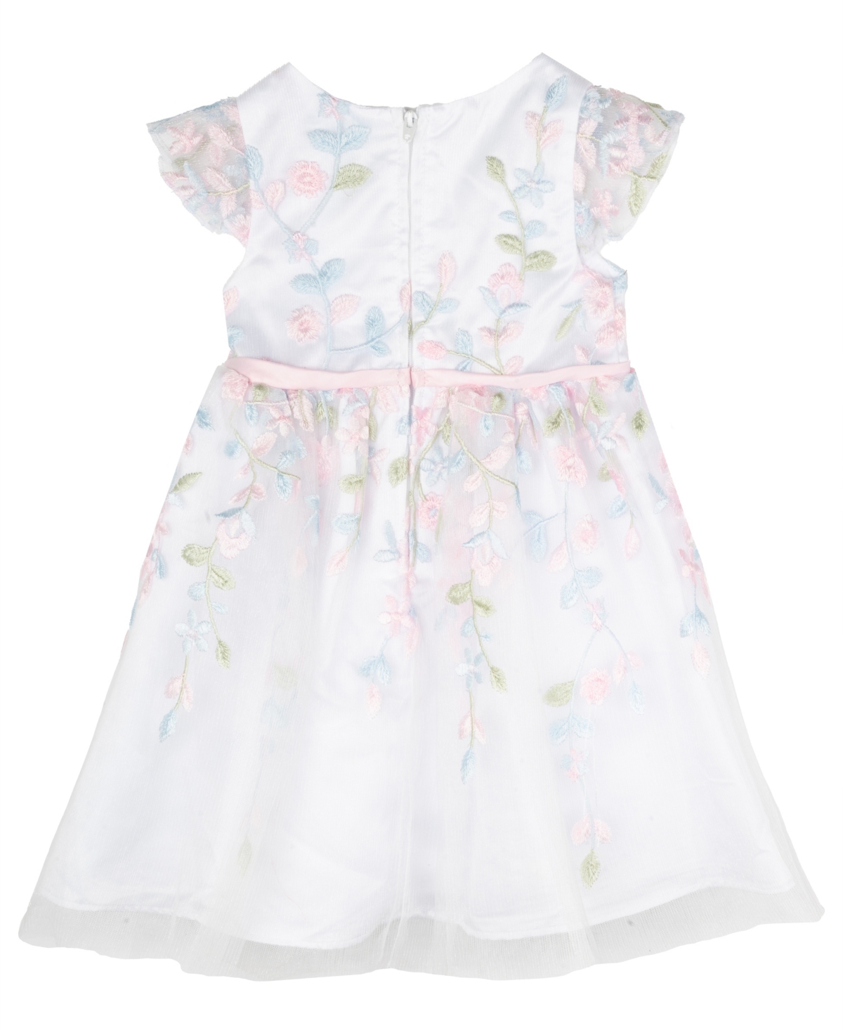 Rare Editions Baby Girl Floral Embroidered Mesh Social Dress In Ivory ...
