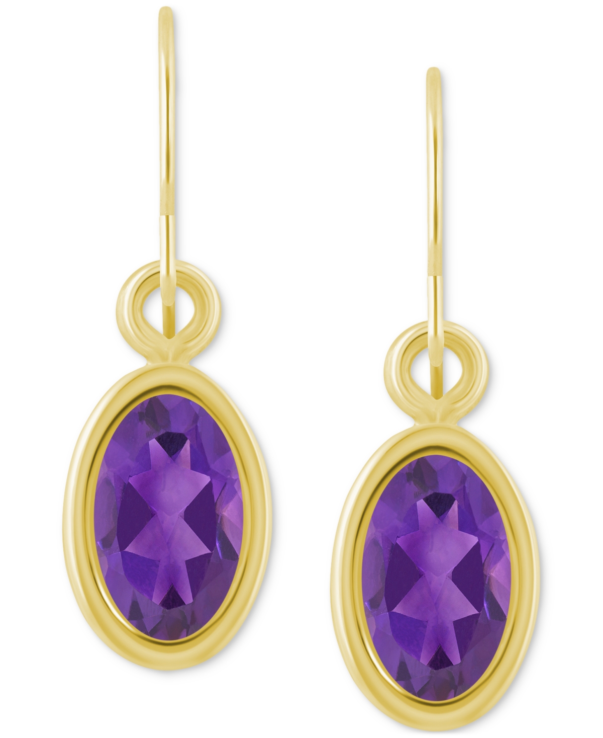 Click here for Macys Oval Gemstone Drop Earrings in 10k Yellow Go... prices