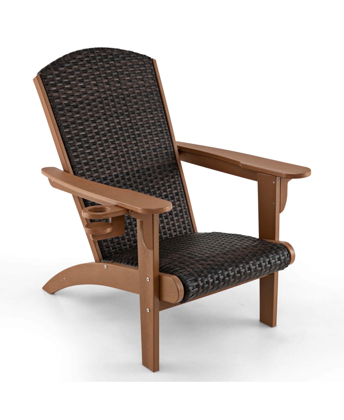 Click here for Patio Adirondack Chair with Rattan Padded Seat Wid... prices
