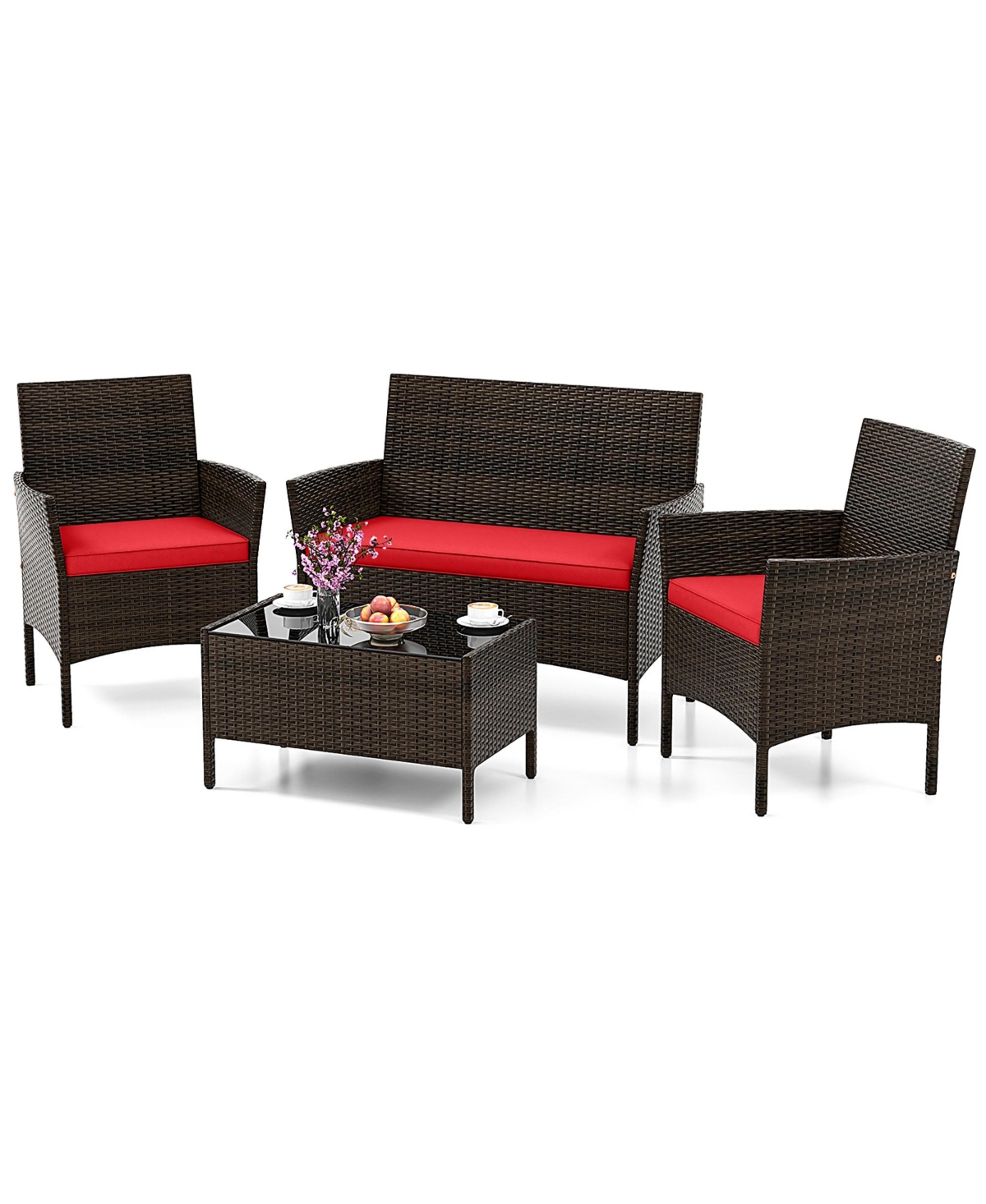 Click here for Gymax 4 Pcs Patio Furniture Set w/Washable Cushion... prices