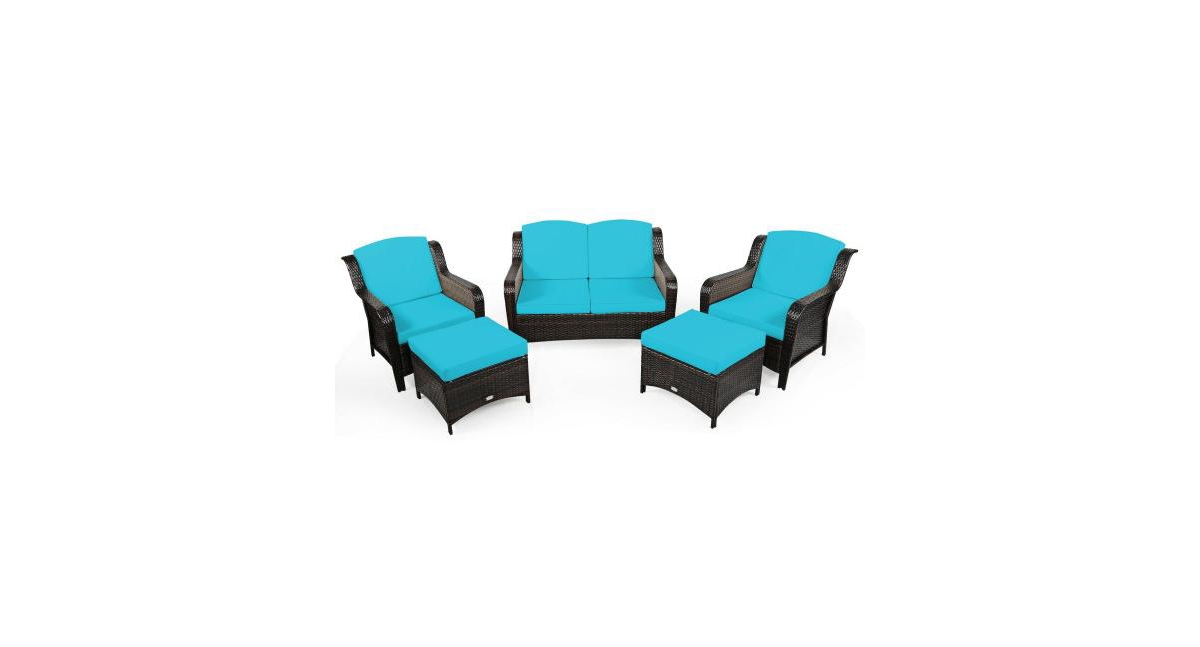Click here for 5 Pieces Patio Rattan Sofa Set with Cushion and Ot... prices