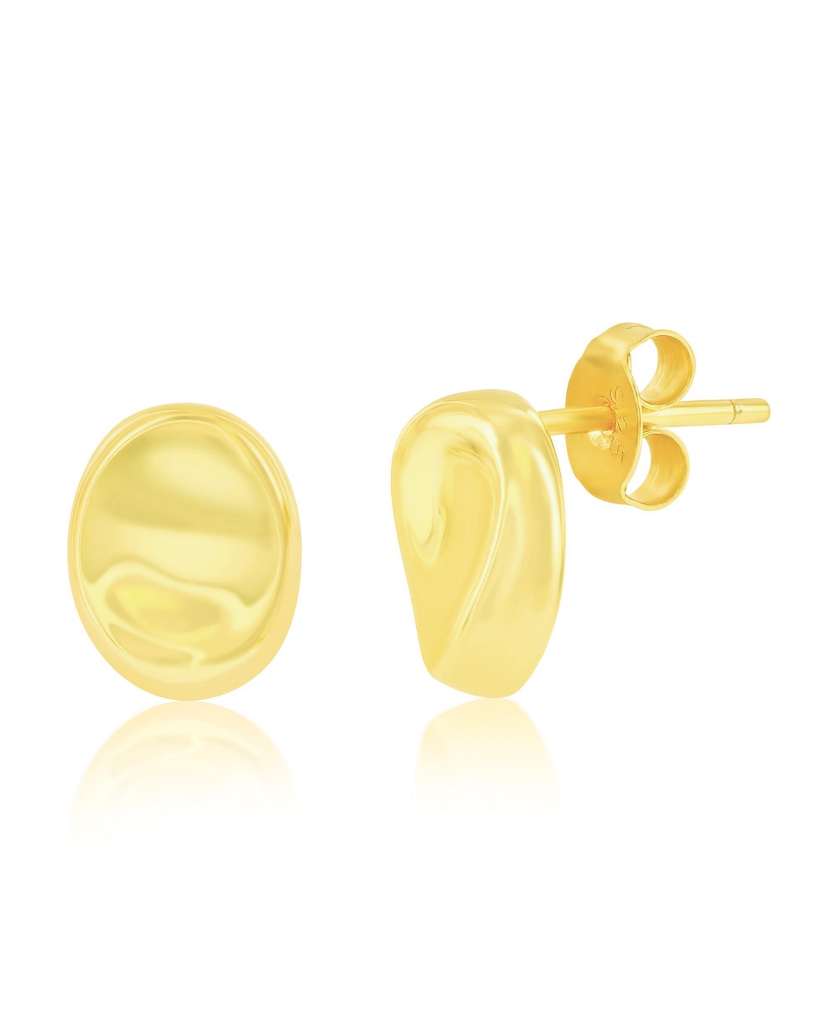 Click here for Sterling Silver  Polished Oval Stud - Gold prices